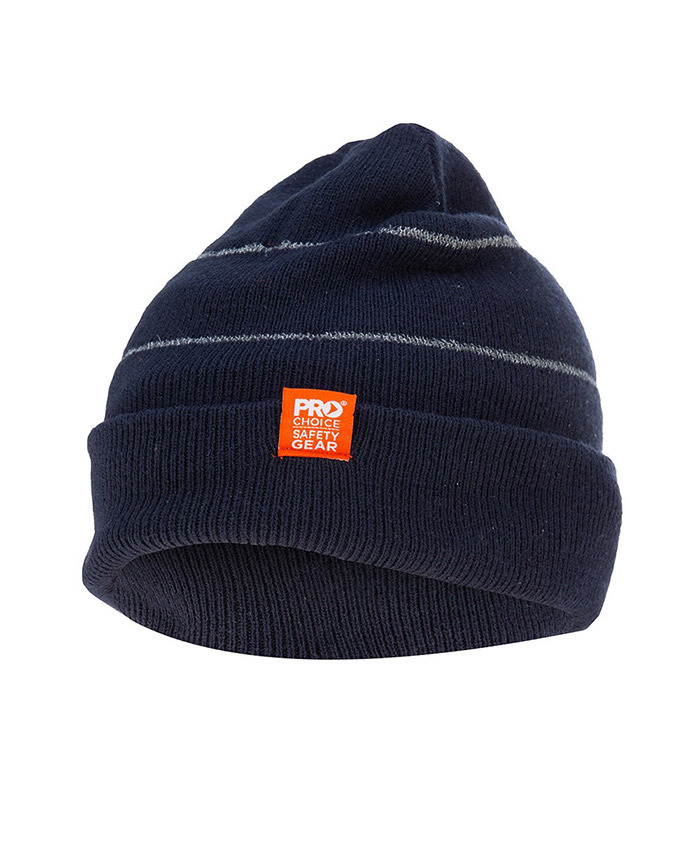Navy Beanie with Retro-reflective Stripes | Hi Vis Beanie | Pro Choice ...